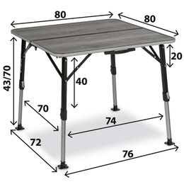 Brunner Campingtisch Elutop ComPack Square 80