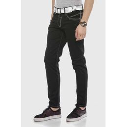 Cipo & Baxx 5-Pocket-Jeans CIPO & BAXX "Jeans", Herren, Gr. 42, L&auml;nge 34, schwarz, 55% Viskose, 42% Baumwolle, 3% Viskose, unifarben, slim fit lang, Jeans 5-Pocket-Jeans, mit Kontrastn&auml;hten