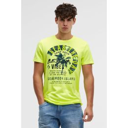Rundhalsshirt CAMP DAVID, Jungen, Gr. 4XL, gelb (gr&uuml;n), Single Jersey, Material: 50% Baumwolle, 50% Polyester, bedruckt, regular fit normal, Rundhals, eingesetzt gerader Abschluss, Shirts Rundhalsshirt, aus Baumwolle