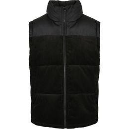 Jerseyweste Urban Classics "Urban Classics Herren Cord Vest", Herren, Gr. S, schwarz, 100% Polyester, Rundhals, Westen