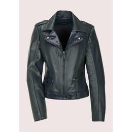 Madeleine Mode MADELEINE Damen Lederjacke "Lederjacke Kurzjacke mit gl&auml;nzender Oberfl&auml;che", blau, Modern, Gr. 38, Obermaterial: 100% Lammnappaleder LANA., Jacken,