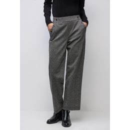 Stoffhose Street One, Damen, Gr. 40, L&auml;nge 30, schwarz, Stoff, 70% Polyester, 26% Viskose, 4% Elasthan, kariert, comfort fit lang, Hosen Stoffhose, High Waist