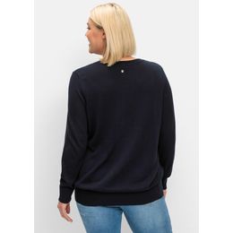 sheego Damen Rundhalspullover "Rundhalspullover", blau, Gr. 40, unifarben, 60% Viskose, 40% Polyester, Pullover