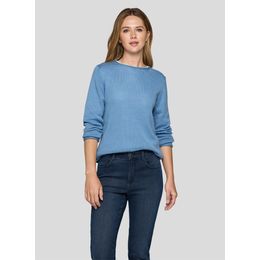 Rabe Damen Strickpullover "Pullover", blau, Gr. 50, unifarben, 58%Baumwolle, 42%Polyacryl, Pullover