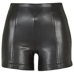 Stoffhose Urban Classics "Urban Classics Damen Ladies Synthetic Leather Shorts", Damen, Gr. XL, US-Gr&ouml;&szlig;en, schwarz, 93% Polyester, 7% Elasthan, unifarben, normal, Hosen Stoffhose