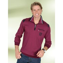 CLASSIC Herren Langarm-Poloshirt "Sweatshirt", rot, Gr. 60, unifarben, 100% Baumwolle, Shirts