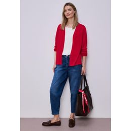 Cardigan Street One, Damen, Gr. 34, salsa rot, Stoff, 65% Polyester, 35% Viskose, unifarben, normal normal, ohne Ausschnitt, elastischer Bund, Strickjacken, bestehend aus einem Materialmix