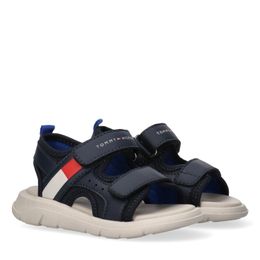 Sandale Tommy Hilfiger, M&auml;dchen, Gr. 25, blau, Synthetik, Textil, Schuhe Sandale, Trekkingsandale, Sommreschuh mit Klettverschluss