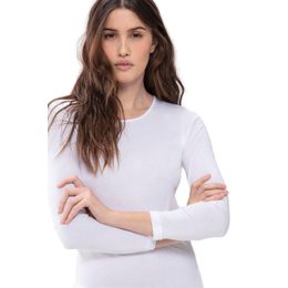 Mey Damen Langarmshirt "Noblesse", Gr. 50, wei&szlig;, Feinripp, Obermaterial: 100% Baumwolle, unifarben, Shirts, Ohne auftragende Seitenn&auml;hte