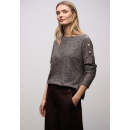 Street One Damen Langarmshirtrustic braun meliert, Gr. 46, meliert, Stoff, 51% Polyester, 45% Viskose, 4% Elasthan, Shirts, mit Rundhalsausschnitt