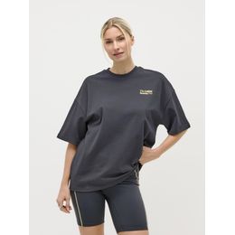 T-Shirt LEGER "Regina, LeGer by Lena Gercke", Damen, Gr. 38, graumeliert, Single Jersey, Obermaterial: 100% Baumwolle, bedruckt, oversize h&uuml;ftbedeckend, Rundhals, abgesteppte Kante, Shirts T-Shirt, mit Backprint, Oversize Fit