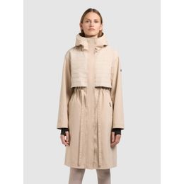 Kurzmantel Khujo "ELSA", Damen, Gr. XL, soft beige, 100% Polyester, regular fit knielang, eingesetzt elastischer Bund mit Daumenl&ouml;chern, M&auml;ntel Kurzmantel