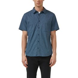 Kurzarmhemd s.Oliver, Herren, Gr. XL, N-Gr, blau, Web, Obermaterial: 97% Baumwolle, 3% Elasthan, gemustert, normal h&uuml;ftbedeckend, Rundhals, abgesteppt, Hemden, mit Minimal-Muster