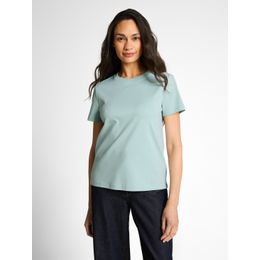 T-Shirt Tom Tailor, Damen, Gr. S, blau haze, Single Jersey, Obermaterial: 100% Baumwolle, unifarben, regular fit normal, Rundhals, gerader Abschluss, Shirts T-Shirt