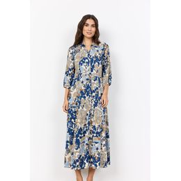 soyaconcept Damen Druckkleid "SC-CUNILLA 2"navy combi, Gr. S, gemustert, Web, Obermaterial: 100% Viskose, Kleider, aus Viskose, langer Schnitt, mit