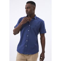 Langarmhemd FELIX HARDY "Leinen-Shirt", Herren, Gr. M, Normalgr&ouml;&szlig;en, indigo, 85% Baumwolle, 15% Leinen, Hemden