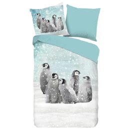 Jugendbettw&auml;sche Pengu, Mehrfarbig, Textil, Tier, 135x200 cm, atmungsaktiv, angenehm w&auml;rmend, Schlaftextilien, Bettw&auml;sche, Kinderbettw&auml;sche