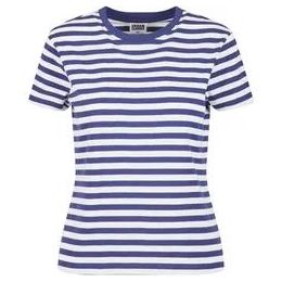 T-Shirt Urban Classics "Urban Classics Damen Ladies Regular Striped Tee", Damen, Gr. 3XL, wei&szlig;, city rot, 100% Baumwolle, gestreift, loose fit, Rundhals, Shirts T-Shirt