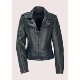 Madeleine Mode MADELEINE Damen Lederjacke "Lederjacke Kurzjacke mit gl&auml;nzender Oberfl&auml;che", blau, Modern, Gr. 40, Obermaterial: 100% Lammnappaleder LANA., Jacken,