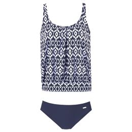 Lascana Damen Oversize-Tankini, blau, Gr. 54, Ethnomuster, bedruckt, Polyamid, Bikini-Sets, im trendigen Ethno-Design