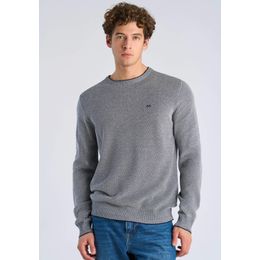 Strickpullover LINDBERGH "Strickpullover Comfort Fit", Herren, Gr. L, navy, Obermaterial: 50% Polyacryl, 50% Baumwolle, Rundhals, Pullover Strickpullover