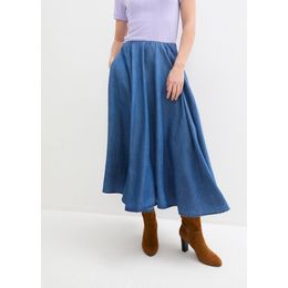 bonprix High Waist Jeansrock Bequembund Bio-Baumwolle, blau, Gr.40, Jeanrock mit Bequembund und Taschen in Midil&auml;nge aus Bio-Baumwolle, aus 100% Baumwolle