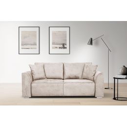 2-Sitzer Inosign "BEATRICE, erh&auml;ltlich in trendigen Stoffoptionen, B/T/H: 143/73/92 cm", beige (creme), B:195cm H:92cm T:107cm, 100% Polyester, Sofas, In hochwertiger Verarbeitung, incl. 2 gro&szlig;en Zierkissen in Korpusfarbe