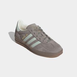 Herren Sneaker "GAZELLE INDOOR", adidas originals, Gr. 38silber pebble, linen gr&uuml;n, gum5, Leder, Synthetik, Schuhe