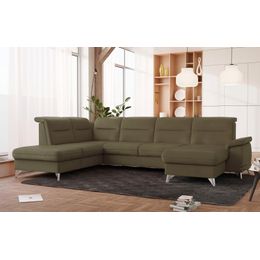 Sit & More Wohnlandschaft SIT & MORE "Astoria U-Form", gr&uuml;n (olive), B:327cm H:91cm T:225cm, 100% Polyester, Sofas, Wohnlandschaft, wahlweise mit motorischer Relaxfunktion