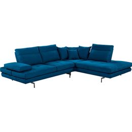 Ecksofa Calia italia "Toby Wing, B/T: 288/232 cm, Designsofa, Premium Sitzkomfort, L-Form", blau (ottanio mario), B:288cm H:90cm T:232cm, Mikrofaser mit Nubuk Optik (100% Polyester), Sofas, Ecksofa, Sitztiefenverstellung, wahlw. mit Kissen-Set,F&uuml;&szlig;e schwarz matt