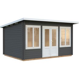 Gartenhaus Palmako "Lisa", dunkelgrau, wei&szlig;, Fu&szlig;boden im Gartenhaus, ohne Dacheindeckung, Massivholz, Gartenh&auml;user, Gartenhaus, verschiedene Farben