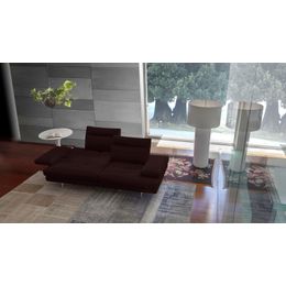 3-Sitzer Calia italia "Toby Wing, 208 cm breit, Designsofa mit hohem Sitzkomfort", braun (nutella antares), B:208cm H:90cm T:113cm, Leder BULL (100% Leder), Sofas, inklusive Sitztiefenverstellung, F&uuml;&szlig;e in Chrom gl&auml;nzend