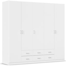 Dreht&uuml;renschrank Rauch "Kleiderschrank Garderobe GAMMA Breiten 91/136/181/226/271/315/360 cm", wei&szlig; (alpinwei&szlig;, griffe alu), B:226cm H:210cm T:54cm, Holzwerkstoff, Schr&auml;nke, Dreht&uuml;renschrank, mit Schubladen, verschiedene Griff-Varianten TOPSELLER MADE IN GERMANY