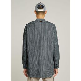 G-Star Raw G-STAR Herren Langarmshirt "Stand Collar Rollup Relaxed Hemd"rinsed stripe, Gr. M, Obermaterial: 100% Baumwolle, Shirts
