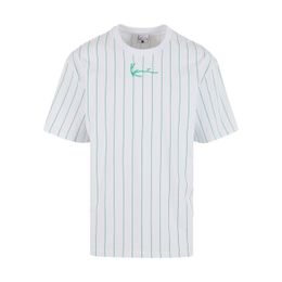 Karl Kani Damen T-Shirt "Karl Kani Small Signature Essential Pinstripe Tee"wei&szlig;, Gr. S, bedruckt, 100% Baumwolle, Shirts