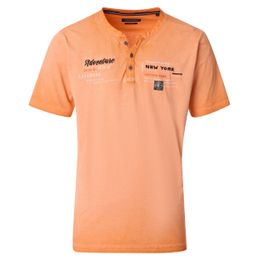 Henleyshirt Casamoda "Casamoda Henley uni", Herren, Gr. M, orange, 100% Baumwolle, Shirts