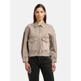 Hemdjacke Khujo "Nelina", Damen, Gr. XL (42), latte braun, Jeans, Material: 100% Baumwolle, l&auml;ssig geschnitten h&uuml;ftlang, Rundhals, &Auml;rmel ohne &Auml;rmelschlitz 2-Knopf-Manschette verstellbar, Jacken, Oversize Jeansjacke