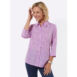 Classic Basics Damen Hemdbluseorchidee, wei&szlig;, bedruckt, Gr. 50, gebl&uuml;mt, gemustert, mehrfarbig, 100% Polyester, Blusen