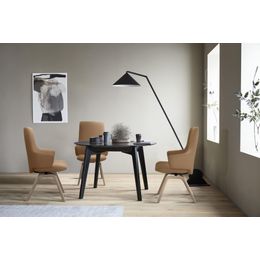 Polsterstuhl stressless "Laurel", braun (taupe paloma, schwarz), B:58cm H:105cm T:60cm, Leder PALOMA: PALOMA ist ein durchgef&auml;rbtes Semianilin-M&ouml;belleder mit nat&uuml;rlicher Narbung., St&uuml;hle, Polsterstuhl, High Back mit Armlehne, Gr&ouml;&szlig;e L, mit schr&auml;ggestellten Beinen