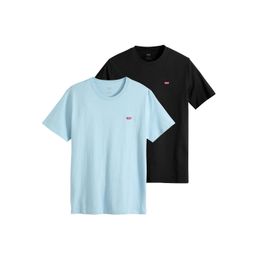 Levi's T-Shirt LEVI'S "T-Shirt Original Housemark Tee 2er Pack", Herren, Gr. M, bunt (schwarz, hellblau), Obermaterial: 100% Baumwolle CO., Shirts T-Shirt
