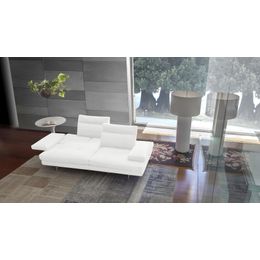 3-Sitzer Calia italia "Toby Wing, 208 cm breit, Designsofa mit hohem Sitzkomfort", wei&szlig; (bianco puro bull), B:208cm H:90cm T:113cm, Leder BULL (100% Leder), Sofas, inklusive Sitztiefenverstellung, F&uuml;&szlig;e in Chrom gl&auml;nzend