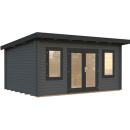 Gartenhaus Palmako "Lisa", dunkelgrau, anthrazit, Fu&szlig;boden im Gartenhaus, ohne Dacheindeckung, Massivholz, Gartenh&auml;user, Gartenhaus, verschiedene Farben