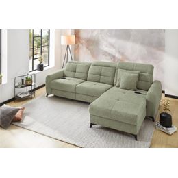 Jockenh&ouml;fer Ecksofa JOCKENH&Ouml;FER GRUPPE "Chillout L-Form, B: 288 cm, elektr. Relaxfunktion im Sitz und Ottomane", salbei, gr&uuml;n 432, 13, B:288cm T:110cm, Korpus: 100% Polyester;Kissen: 100% Polyester, Sofas, Ecksofa, 140kg Belastbarkeit je Sitz, Kopfteilverstellung & Zierkissen, Topseller