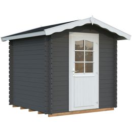 Gartenhaus Palmako "Vivian", dunkelgrau, wei&szlig;, Fu&szlig;boden im Gartenhaus, ohne Dacheindeckung, Massivholz, Gartenh&auml;user, Gartenhaus, verschiedene Farben