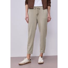 Street One Damen Jogger Pantssafari beige, Gr. 46, gestreift, Stoff, 70% Polyester, 26% Viskose, 4% Elasthan, Hosen, Joggstyle