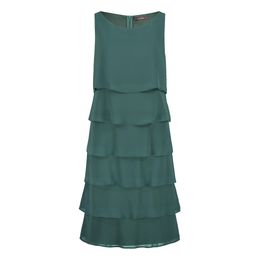 Vera Mont Damen Cocktailkleid "Damen mit Volant"schwarz emerald, festlich, Gr. 42, Chiffon, Obermaterial: 100% Polyester. Futter: 100% Polyester,