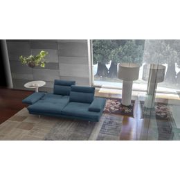 3-Sitzer Calia italia "Toby Wing, 208 cm breit, Designsofa mit hohem Sitzkomfort", blau (turchese quebec), B:208cm H:90cm T:113cm, Synthetische Faser (100% Polyester), Sofas, inklusive Sitztiefenverstellung, F&uuml;&szlig;e in Chrom gl&auml;nzend