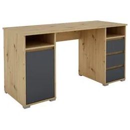 Schreibtisch ByLiving "Lobo", braun (artisan eiche, anthrazit, artisan eiche, artisan eiche), B:138cm H:75cm T:55cm, Tische, Schreibtisch, Breite 138 cm, Computertisch mit Schubladen, im modernen Design