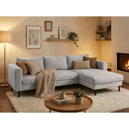 Ecksofa Trendmanufaktur "Amazing II, wahlw. mit Schlaffunktion & Bettkasten, Fu&szlig; schwarz", opal grau, B:232cm H:81cm T:161cm, Sofas, Ecksofa, Recamiere beidseitig montierbar, L-Form,in Cord o. Struktur, B: 232 cm