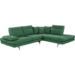 Ecksofa Calia italia "Toby Wing, B/T: 288/232 cm, Designsofa, Premium Sitzkomfort, L-Form", gr&uuml;n (verde mario), B:288cm H:90cm T:232cm, Mikrofaser mit Nubuk Optik (100% Polyester), Sofas, Ecksofa, Sitztiefenverstellung, wahlw. mit Kissen-Set,F&uuml;&szlig;e schwarz matt